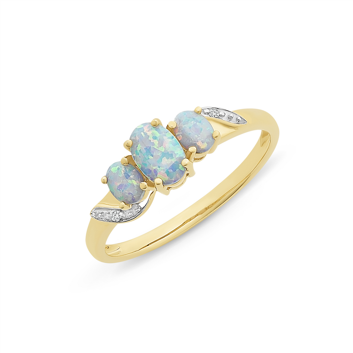 9ct Yellow Gold Opal & Diamond Ring – Stephens Jewellers