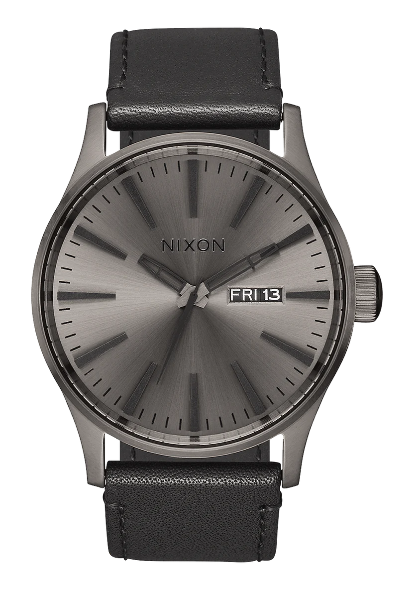 Nixon Sentry Chronograph Watch Matte Gunmetal Grey With Leather Band ...